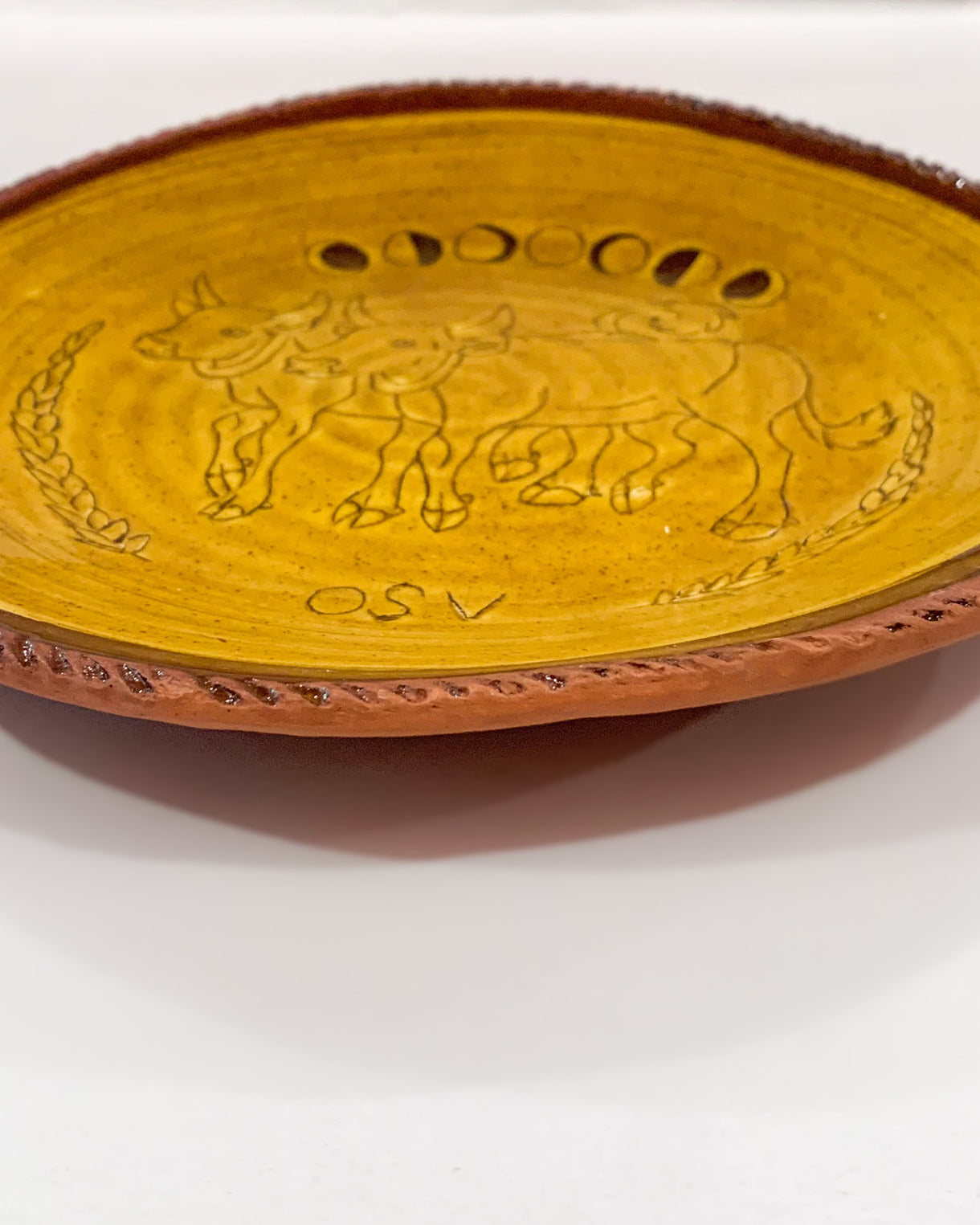 Old Sturbridge Village Handmade Redware Pottery Sgraffito Plate LIMITE ...